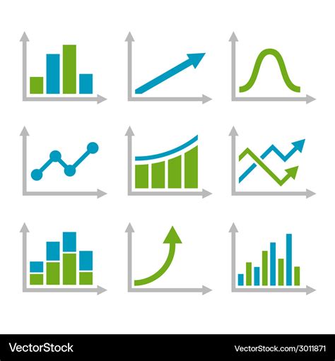 Color Graph Chart Icons Set Royalty Free Vector Image