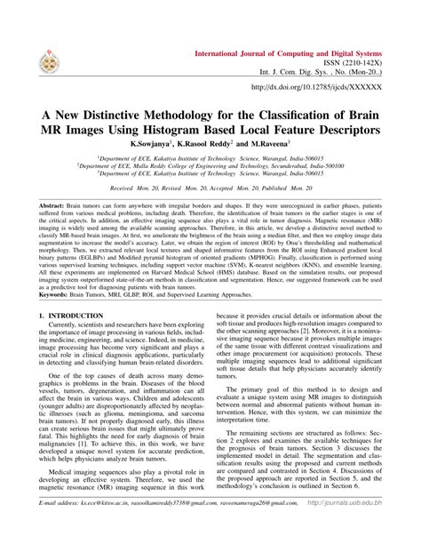 pdf a new distinctive methodology for the classification of brain mr images using histogram