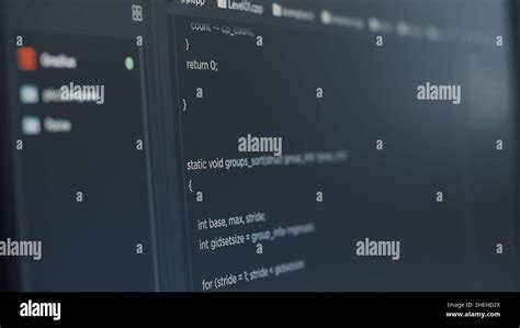 closeup of computer screen of software developer typing programming language in it startup