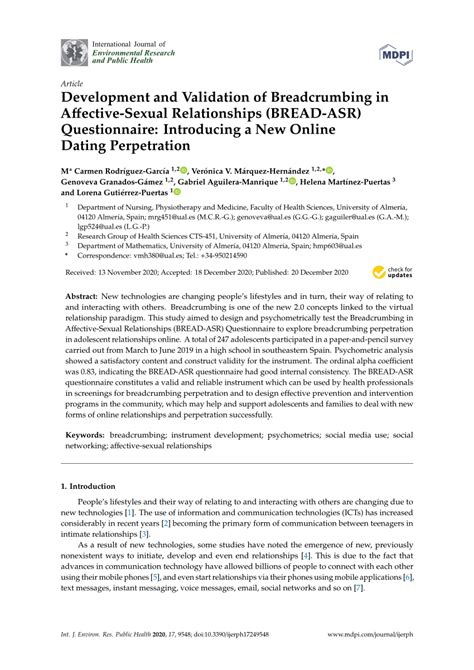 pdf development and validation of breadcrumbing in affective sexual relationships bread asr