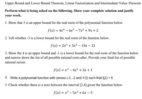 solved upper bound and lower bound theorem linear