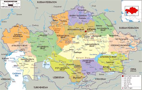 Large Political And Administrative Map Of Kazakhstan With Roads Cities