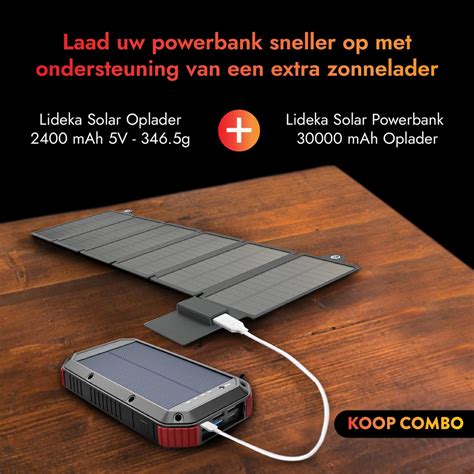 Lideka Powerbank 30000 MAh Charger Met Kompas Met Solar Panel