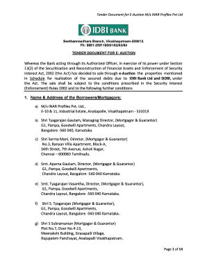 Fillable Online Tender Document For E Auction M S INAR Profiles Pvt Ltd