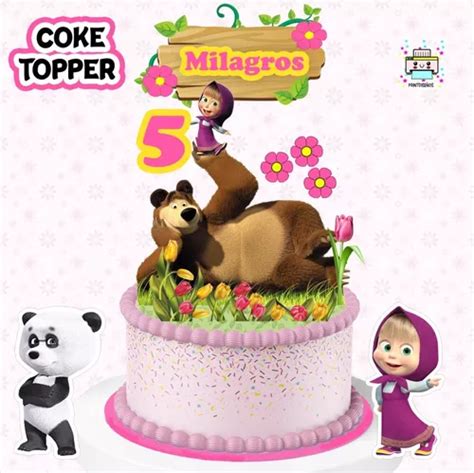 Cake Topper Kit Imprimible Adorno Torta Masha Y El Oso