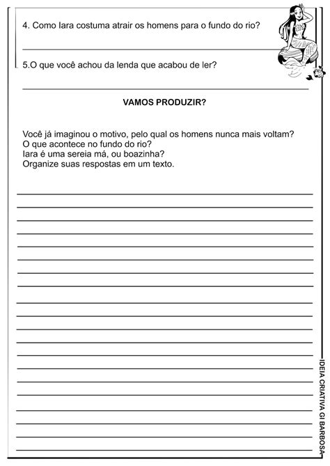 Atividade Texto e Interpretação Folclore A Lenda da Iara