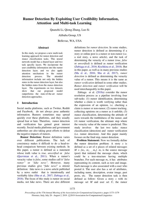 pdf rumor detection by exploiting user credibility information attention and multi task learning
