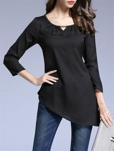 73 OFF Pure Color Asymmetrical T Shirt Rosegal