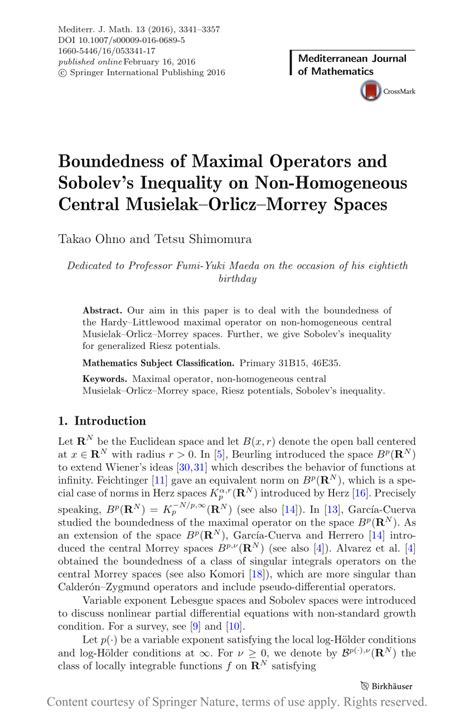 boundedness of maximal operators and sobolev s inequality on non homogeneous central musielak