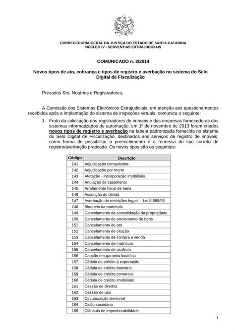 PDF Novos tipos de ato cobrança e tipos de registro e averbação