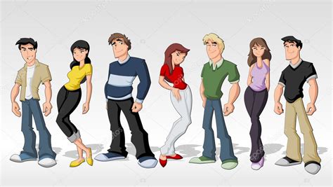 Grupo dibujos animados adolescentes vector gráfico vectorial
