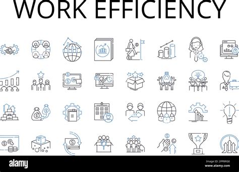 Work Efficiency Line Icons Collection Time Management Productivity