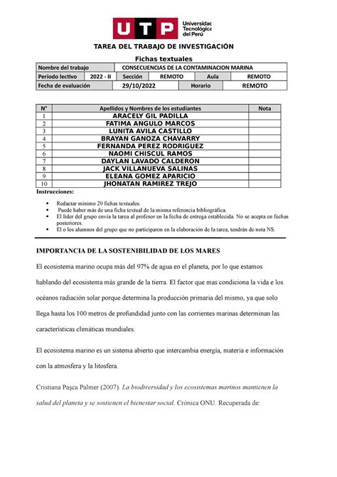 Semana 11 Tarea 4 Fichas Textuales TAREA DEL TRABAJO DE