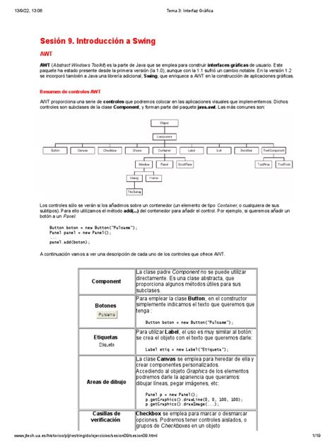 sesión 9 introduccion a swing pdf java lenguaje de programación menú computación