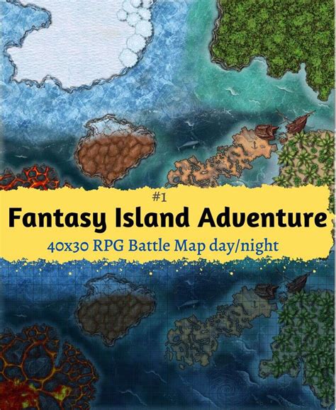 Fantasy Island Adventure 1 40x30 RPG Battle Map Adammapster