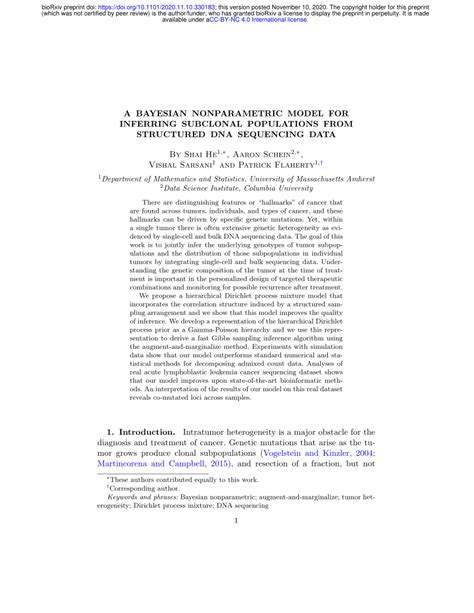 pdf a bayesian nonparametric model for inferring subclonal populations from structured dna