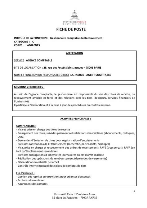 PDF FICHE DE POSTE 2018 05 31 recouvrement amiable et forcé et