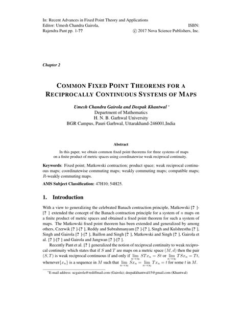 pdf common fixed point theorems for a reciprocally continuous systems of maps