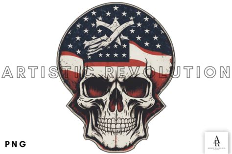 American Flag Patriotic Skull Png Graphic By Artistic Revolution