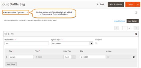 Configuration Settings Magento 2 Custom Options With Weight Extension