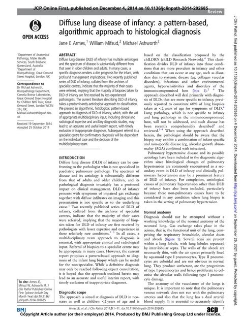 diffuse lung disease of infancy a pattern based algorithmic approach to histological diagnosis