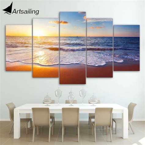 5 Piece Canvas Art Beach Pictures HD Printed Wall Art Home Decor Canvas