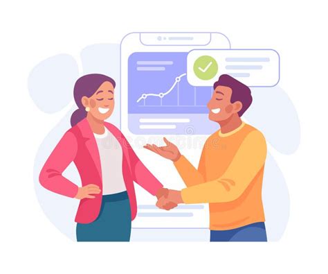 Business Process With Man And Woman Handshake Busy With Analytics