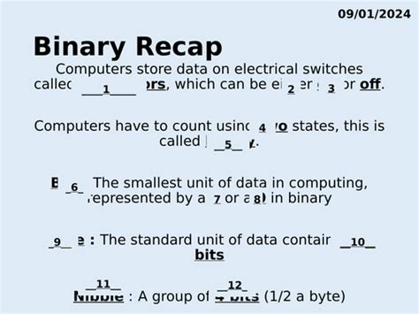 converting between binary and denary teaching resources