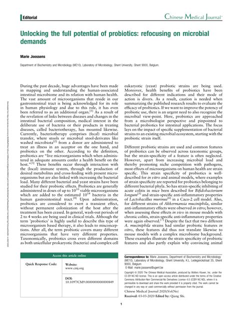 PDF Unlocking The Full Potential Of Probiotics Refocusing On