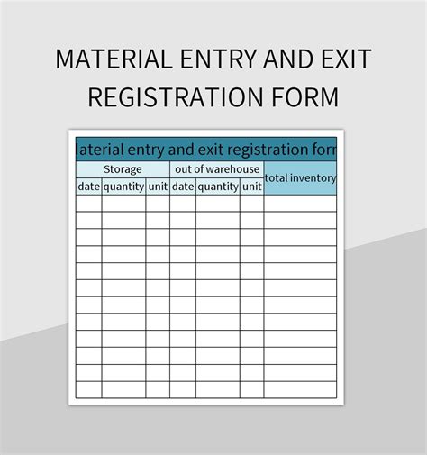 Material Entry And Exit Registration Form Excel Template And Google