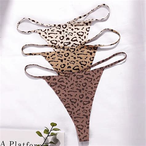 Tangas De Leopardo De Tiro Bajo Para Mujer Ropa Interior Sexy Con