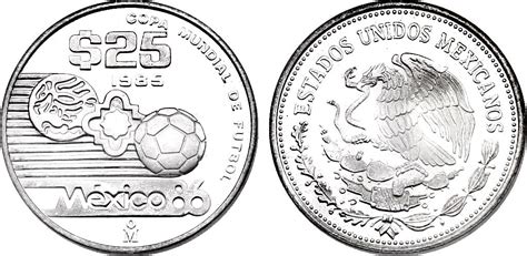 Mexiko 25 Pesos 1985 Serie Copa Mundial de Futbol México 1986 Fußball