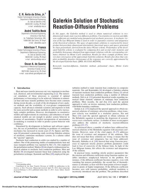 pdf galerkin solution of stochastic reaction diffusion problems
