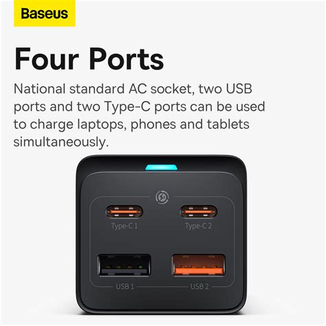 Зарядное устройство Baseus GaN3 Pro Desktop Powerstrip AC 2U 2C 65W
