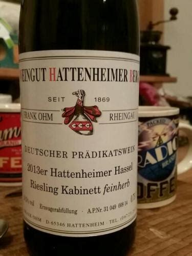 Hattenheimer Berg Hattenheimer Hassel Riesling Kabinett Feinherb Vivino