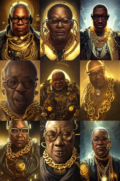 Ultra Realistic Illustration Cyborg Fat Old Black Man Stable