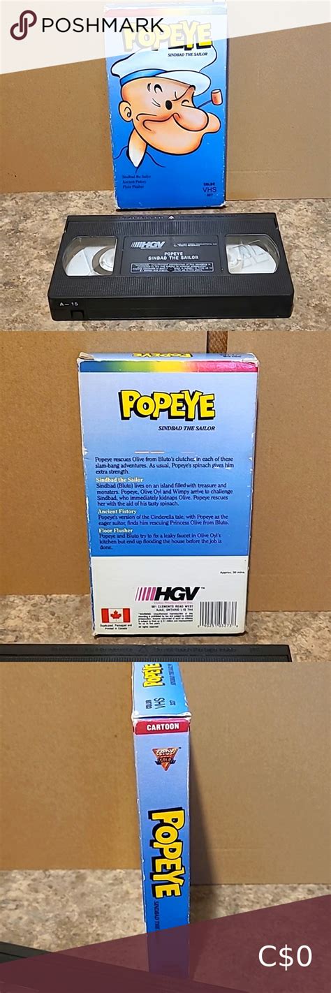 Popeye Sinbad The Sailer Vintage Cartoon Vhs Cassette Cartoon Tape