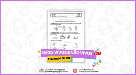 Atividade sobre seres vivos e não vivos para educação infantil