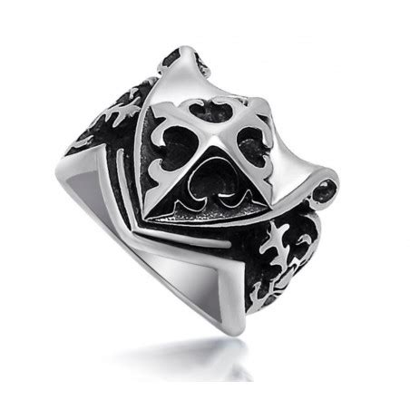 Chevalière Bague Templier Fleur de Lys Croix de Malte I Acier Inoxydable
