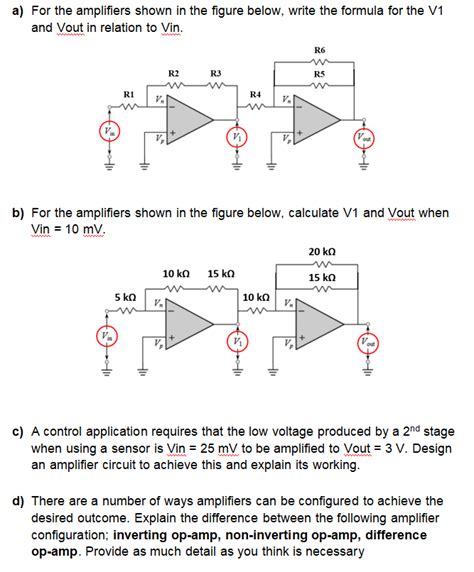 Solved A For The Amplifiers Shown In The Figure Below Chegg