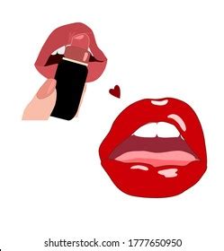 Red Lips Woman Applying Lipstick Vector Stock Vector Royalty Free