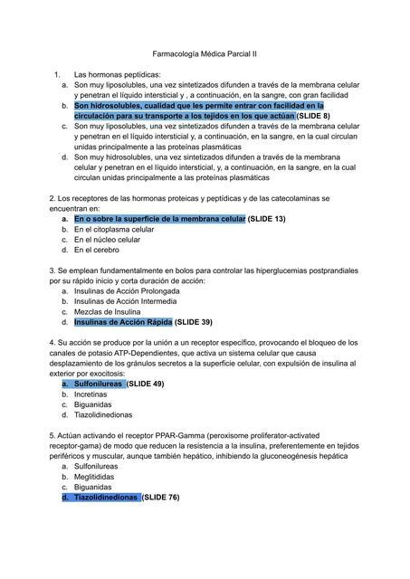 Farmacología medica parcial II MEDilove uDocz