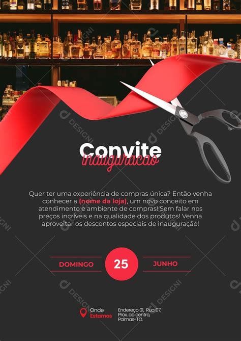 Modelo de Convite Inauguração Distribuidora de Bebidas Social Media PSD