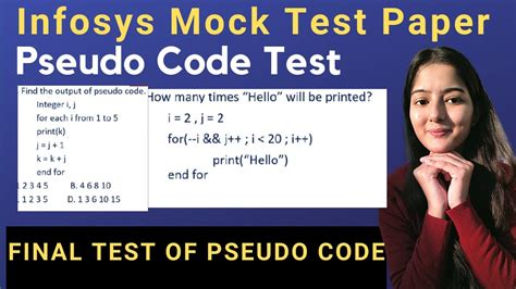 infosys final mock test infosys pseudo code solved exam 15 05 2022 youtube