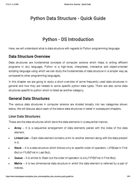 python data structure quick guide pdf
