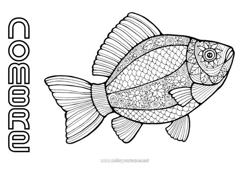 Nº de colorear 1342 Calma y zen Mandala Pescado