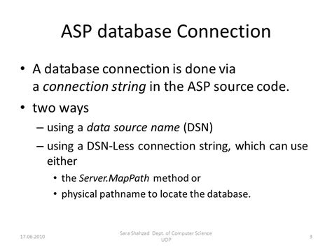 Internet Programming ASP Sara Shahzad Dept Of Computer Science UOP