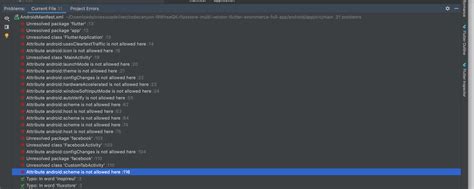 flutter androidmanifest xml file throwing collection of error stack overflow
