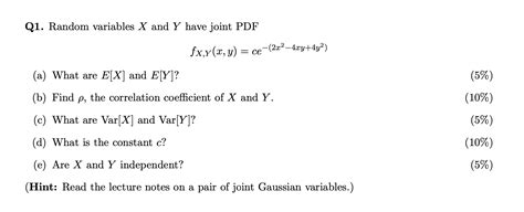 solved q1 random variables x and y have joint pdf fx y x