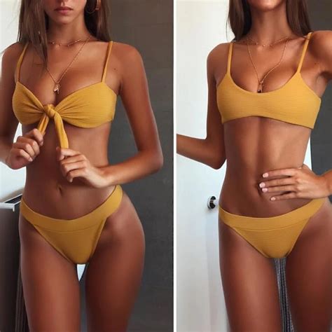 Bikini 2018 Bow Tie Swimsuit Female Push Up Swimwear Women Brazilian